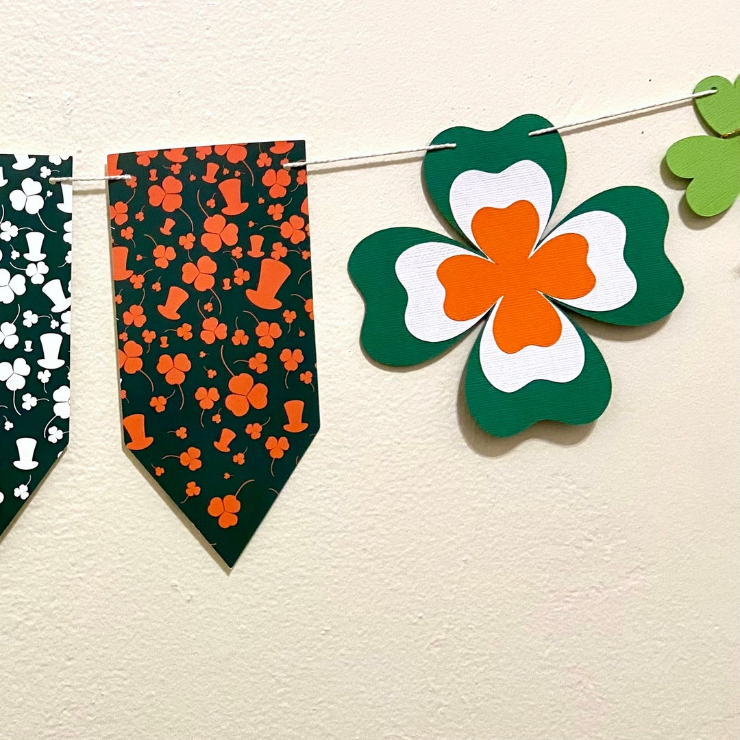 St Patrick's Day Garland Shamrock Garland Green White Orange and Gold ...