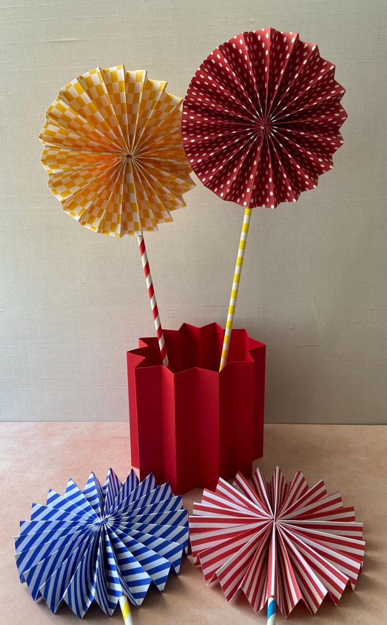 Set of 3 Fan Pinwheels | Pinwheel Rosettes | Carnival Pinwheels ...