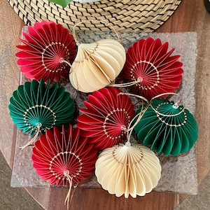 Red Paper Christmas Ornament Honeycomb Onion Paper Ornament Scandi ...