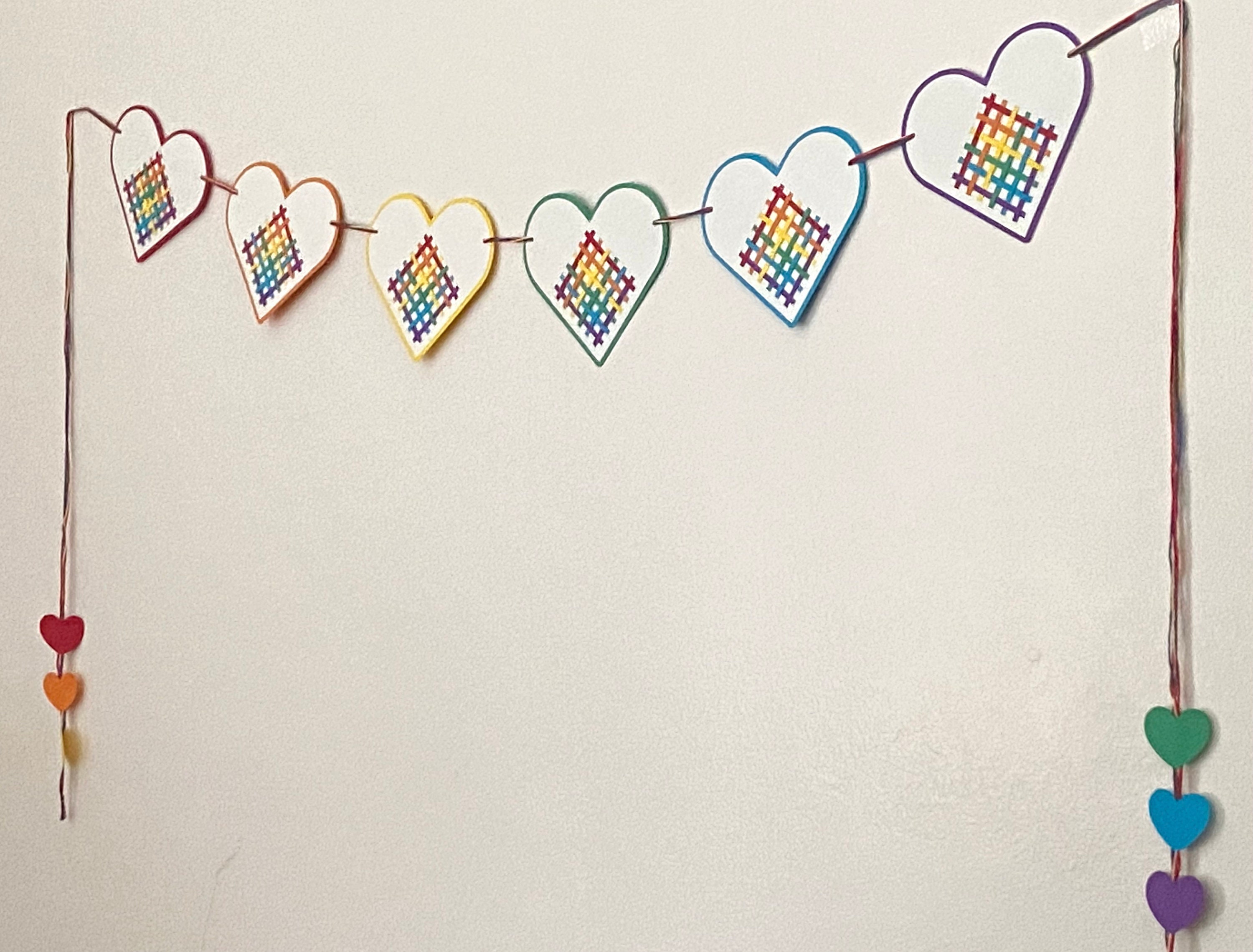 Rainbow Hearts Garland Heart Rainbow Garland Weaved Rainbow Paper ...