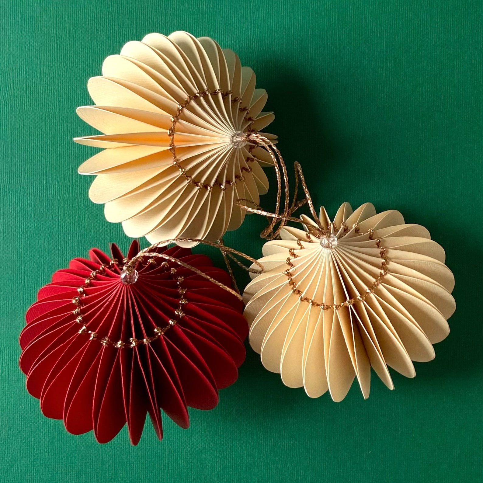 Red Paper Christmas Ornament Honeycomb Onion Paper Ornament Scandi ...