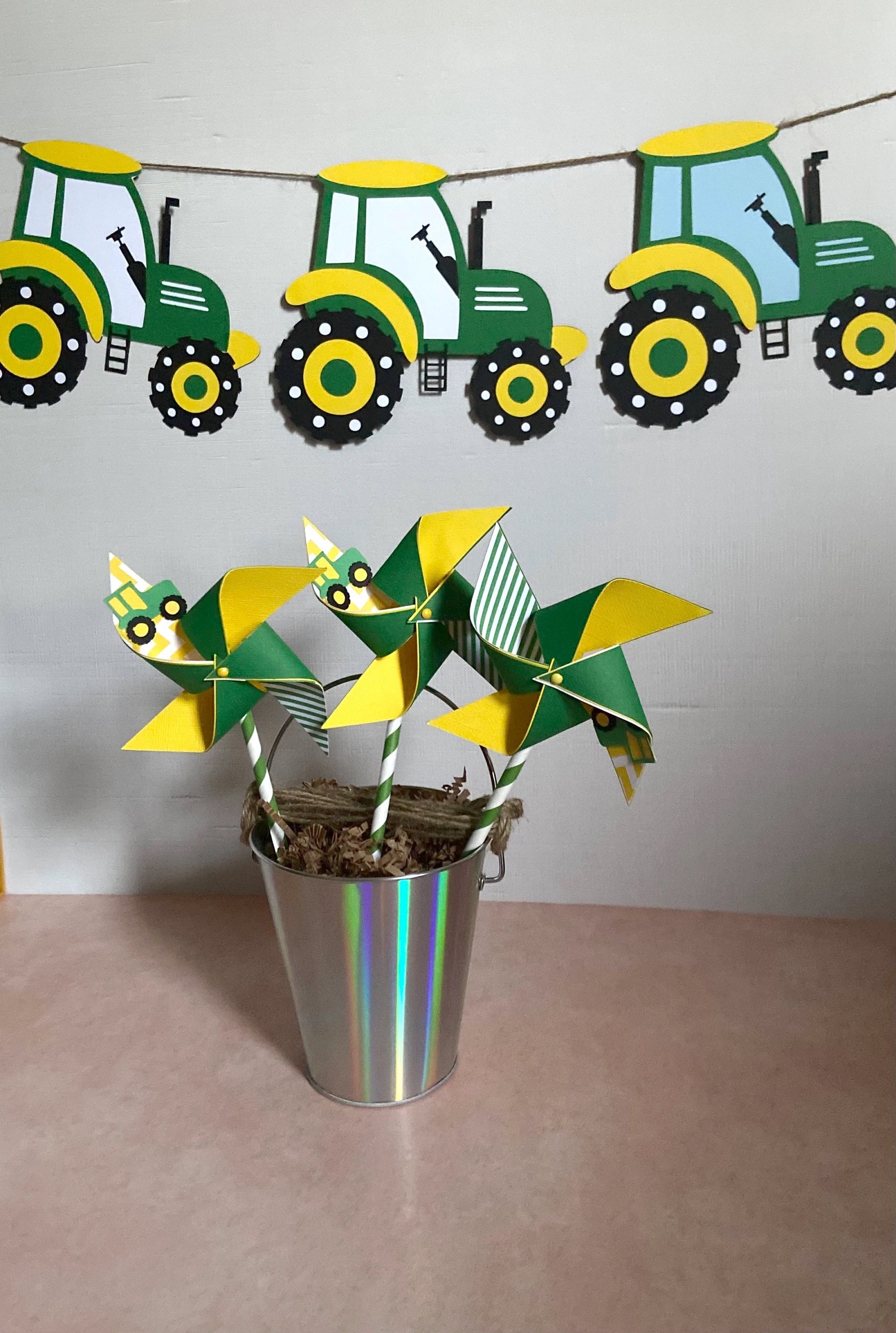 Green Tractors | Set of 3 | Farm Party Centerpieces | Hanging Décor - Etsy