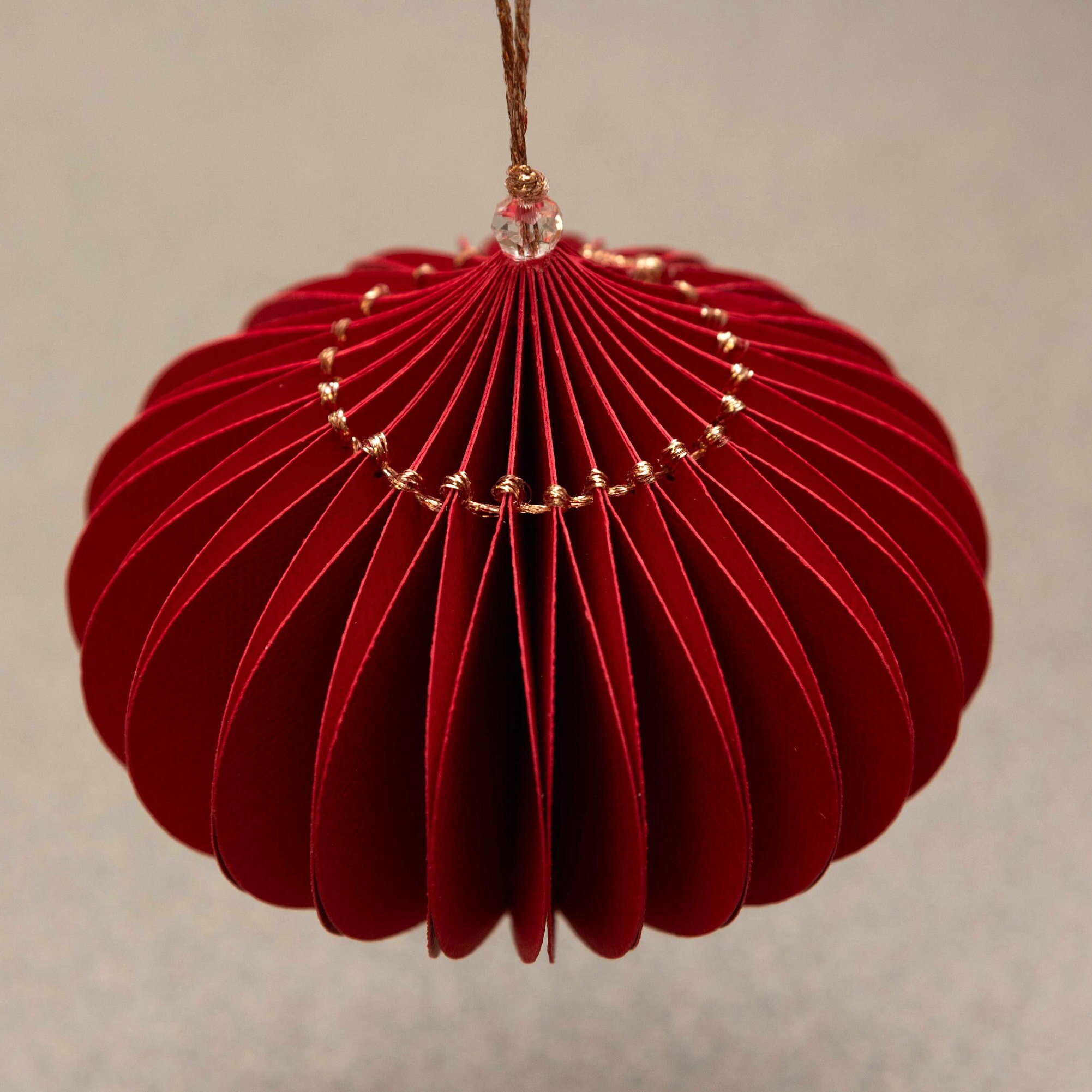 Red Paper Christmas Ornament Honeycomb Onion Paper Ornament Scandi ...
