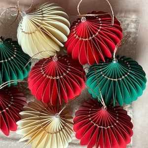 Red Paper Christmas Ornament Honeycomb Onion Paper Ornament Scandi ...