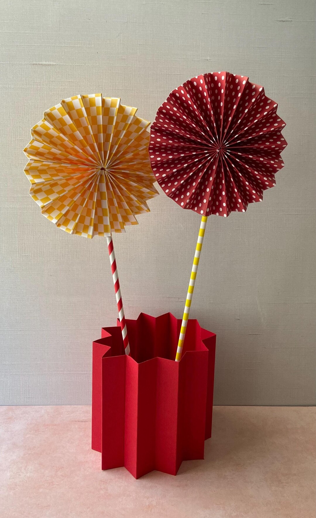 Set of 3 Fan Pinwheels Pinwheel Rosettes Carnival Pinwheels Pleated ...