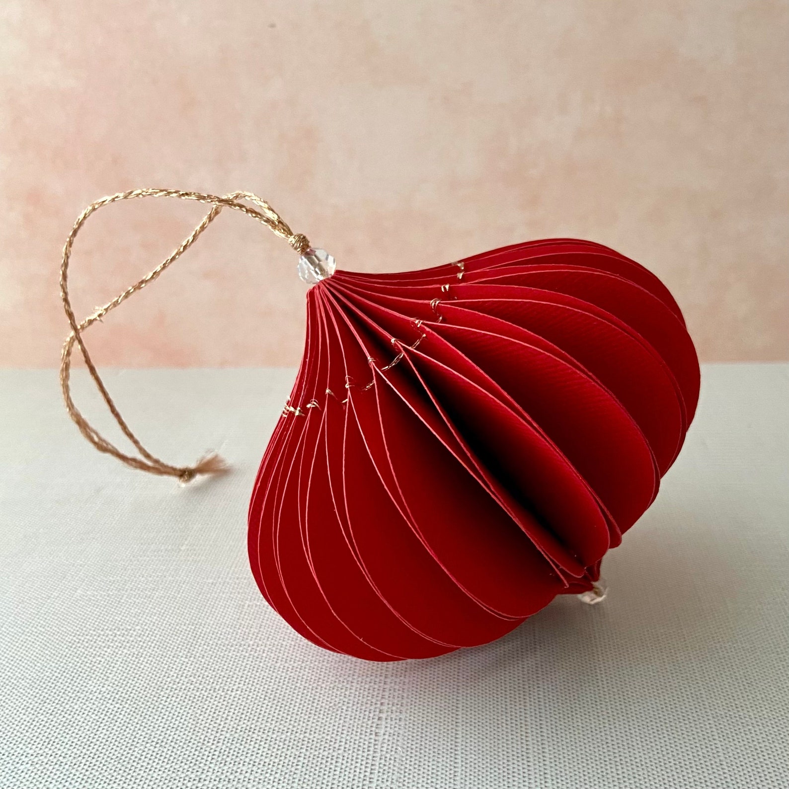 Christmas Ornament in Red Textured Cardstock Honeycomb Onion - Etsy