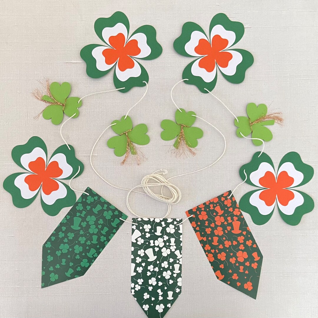 St Patrick's Day Garland | Shamrock Garland | Green White Orange and ...