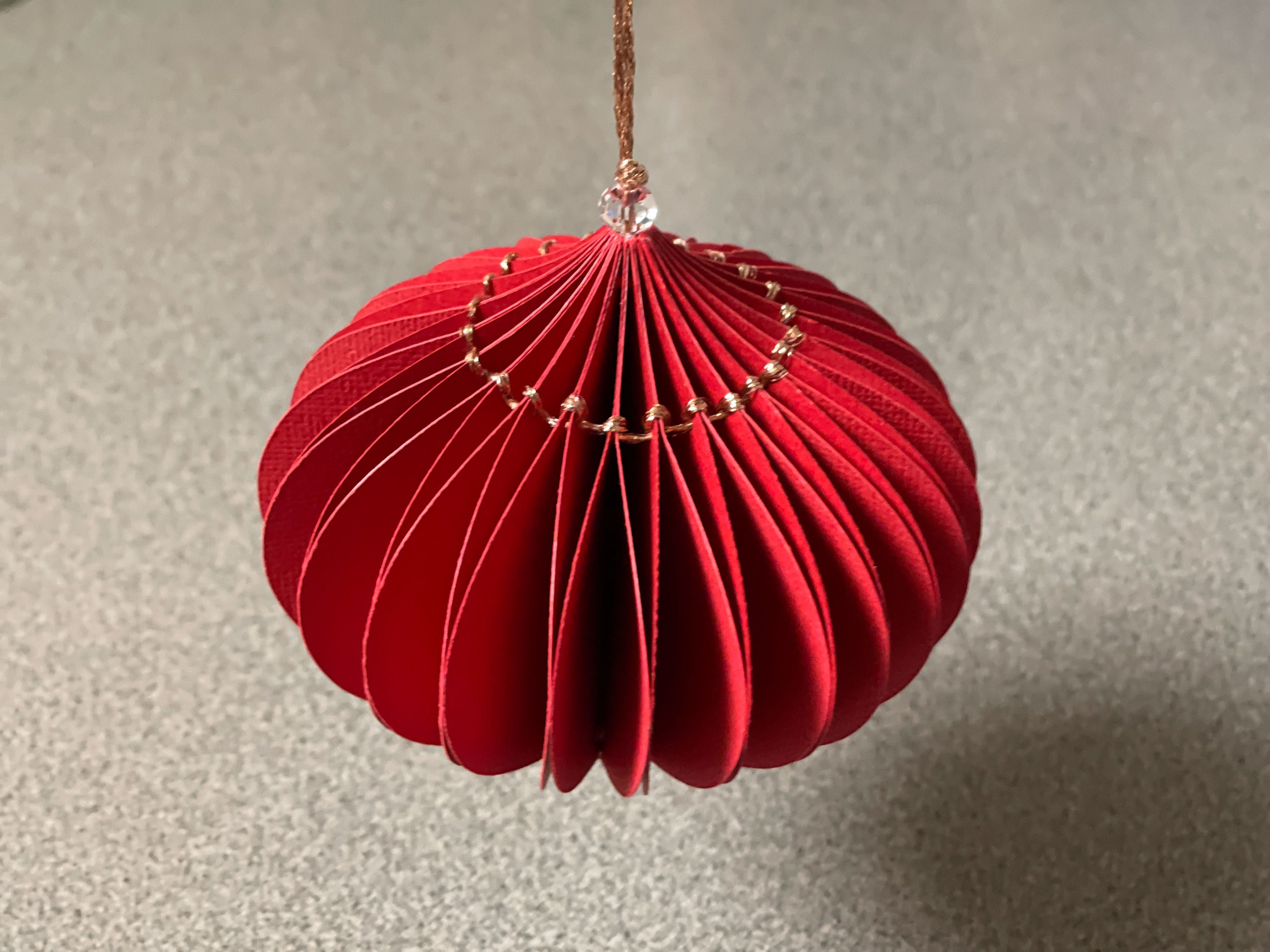 Red Paper Christmas Ornament Honeycomb Onion Paper Ornament Scandi ...