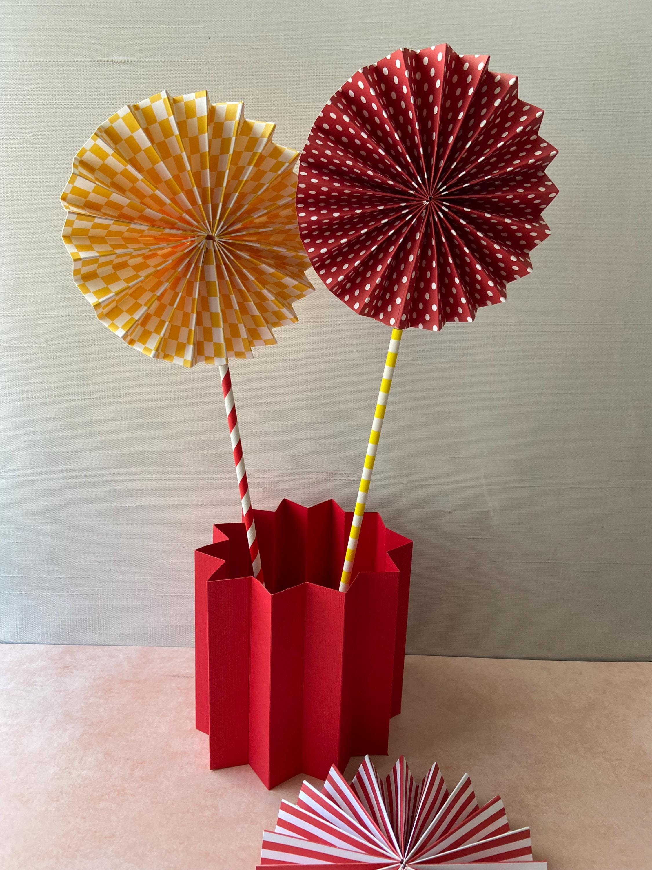 Set of 3 Fan Pinwheels Pinwheel Rosettes Carnival Pinwheels Pleated ...