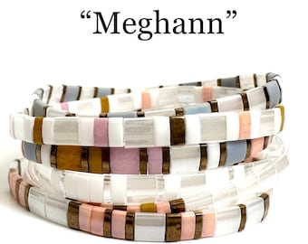 Michelle Tila Stack Bracelets BOHO Glass Tile Stretchy Bracelet Trendy ...