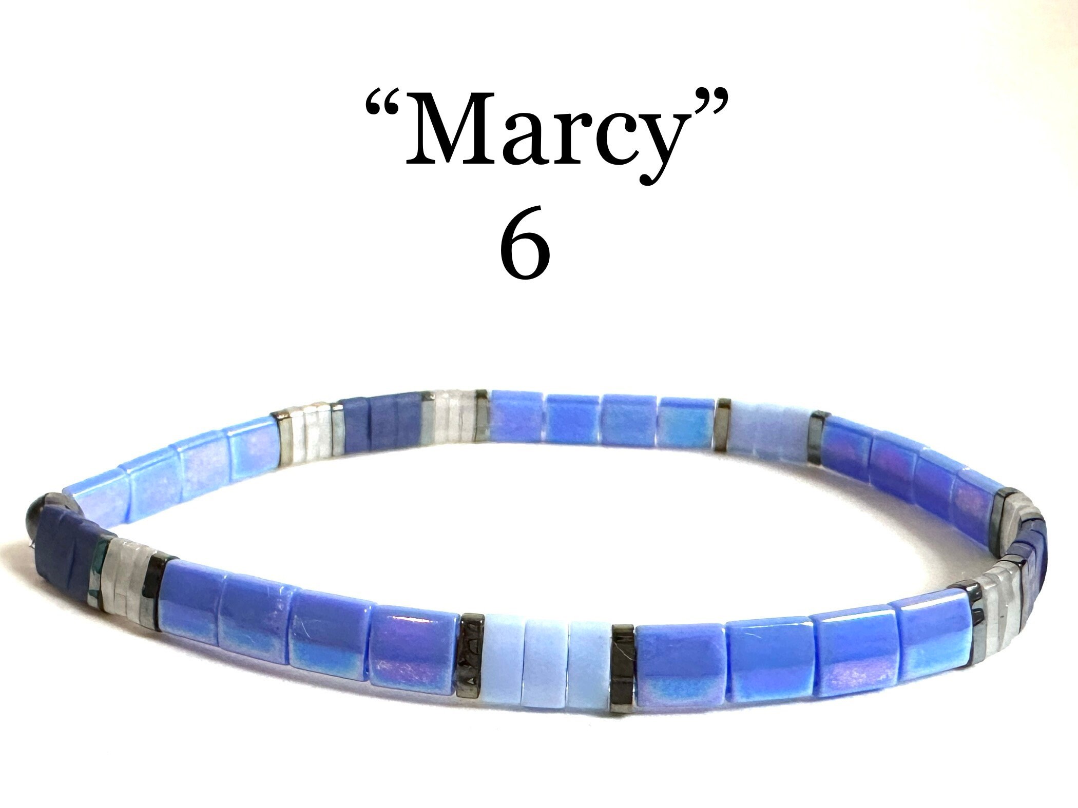 Marcy | Tila Stack Bracelets | BOHO Glass Tile Stretchy Bracelet ...
