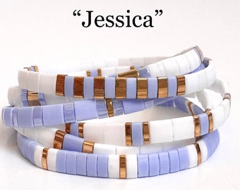 Cora Tila Stack Bracelets BOHO Glass Tile Stretchy Bracelet Trendy ...