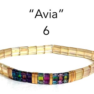 Avia | Tila Stack Bracelets | BOHO Glass Tile Stretchy Bracelet | Trendy Beaded Bracelets for ...