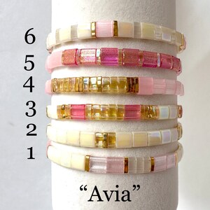 Avia Tila Stack Bracelets BOHO Glass Tile Stretchy Bracelet Trendy Beaded Bracelets for Women ...