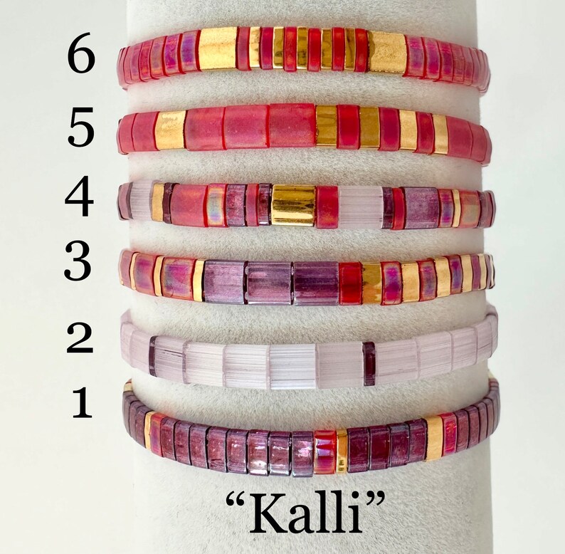 Kalli | Tila Stack Bracelets | BOHO Glass Tile Stretchy Bracelet ...