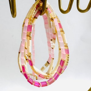 Avia Tila Stack Bracelets BOHO Glass Tile Stretchy Bracelet Trendy Beaded Bracelets for Women ...