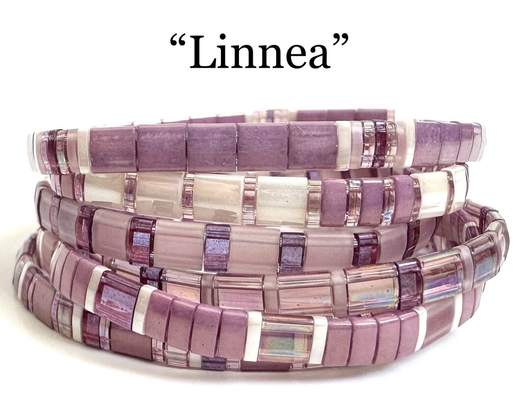 Linnea | Tila Stack Bracelets | BOHO Glass Tile Stretchy Bracelet | Trendy Beaded Bracelets for ...