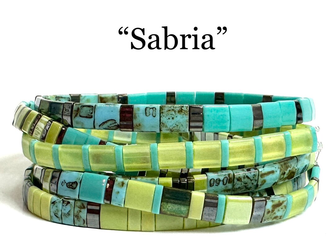 Sabria | Tila Stack Bracelets | BOHO Glass Tile Stretchy Bracelet | Trendy Beaded Bracelets for ...