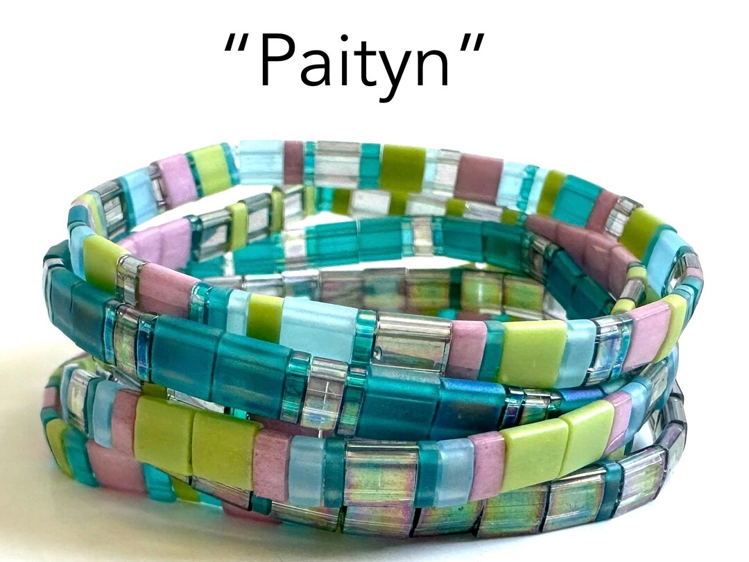 Paityn | Tila Stack Bracelets | BOHO Glass Tile Stretchy Bracelet | Trendy Beaded Bracelets for ...