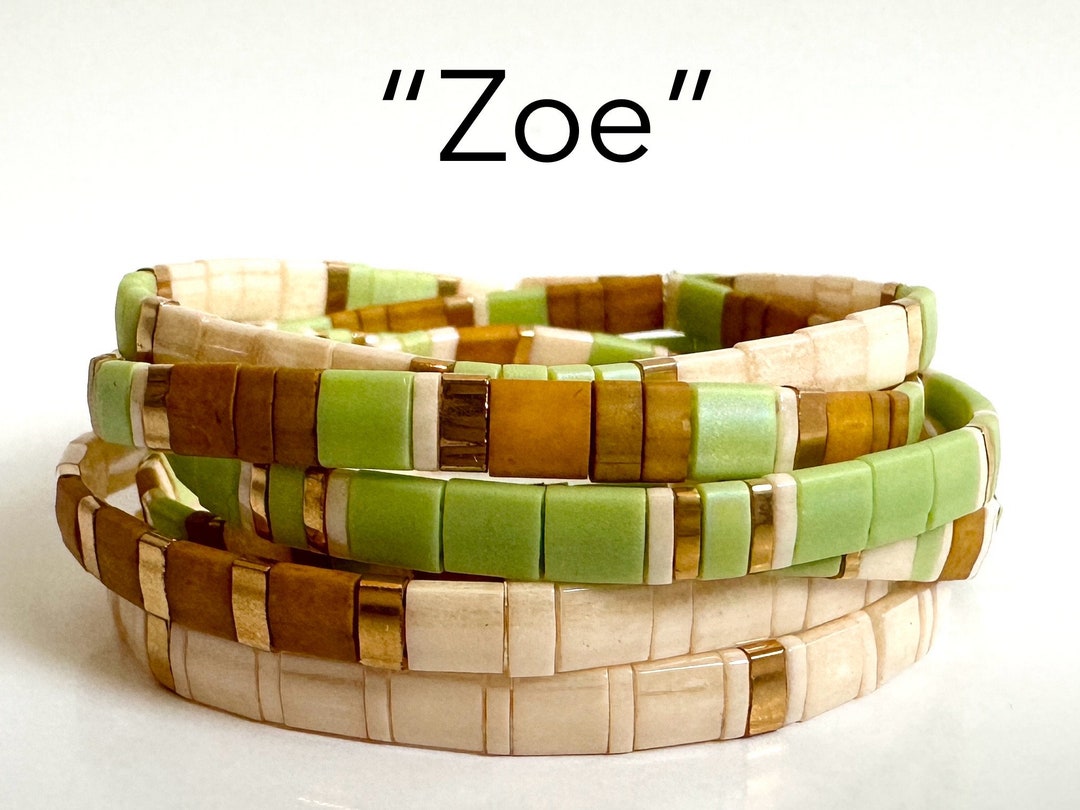 Zoe | Tila Stack Bracelets | BOHO Glass Tile Stretchy Bracelet | Trendy ...
