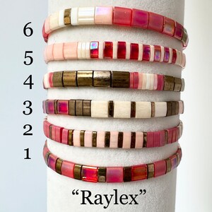 Raylex Tila Stack Bracelets BOHO Glass Tile Stretchy Bracelet Trendy Beaded Bracelets for Women ...