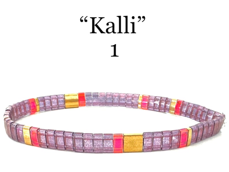 Kalli | Tila Stack Bracelets | BOHO Glass Tile Stretchy Bracelet ...