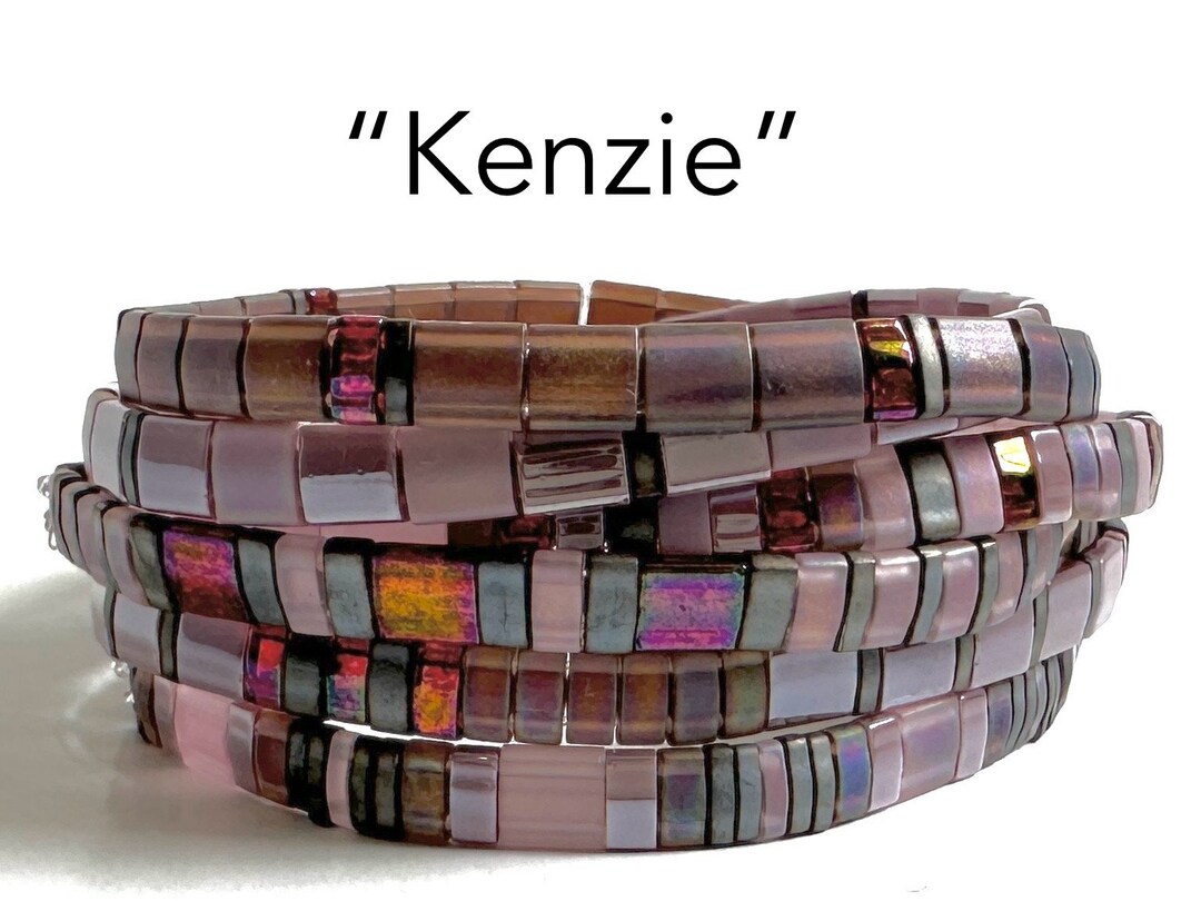 Kenzie | Tila Stack Bracelets | BOHO Glass Tile Stretchy Bracelet ...