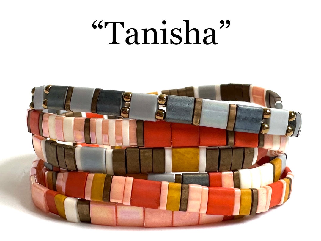 Tanisha | Tila Stack Bracelets | BOHO Glass Tile Stretchy Bracelet | Trendy Beaded Bracelets for ...