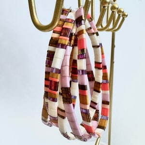 Olivia Tila Stack Bracelets BOHO Glass Tile Stretchy Bracelet Trendy Beaded Bracelets for Women ...