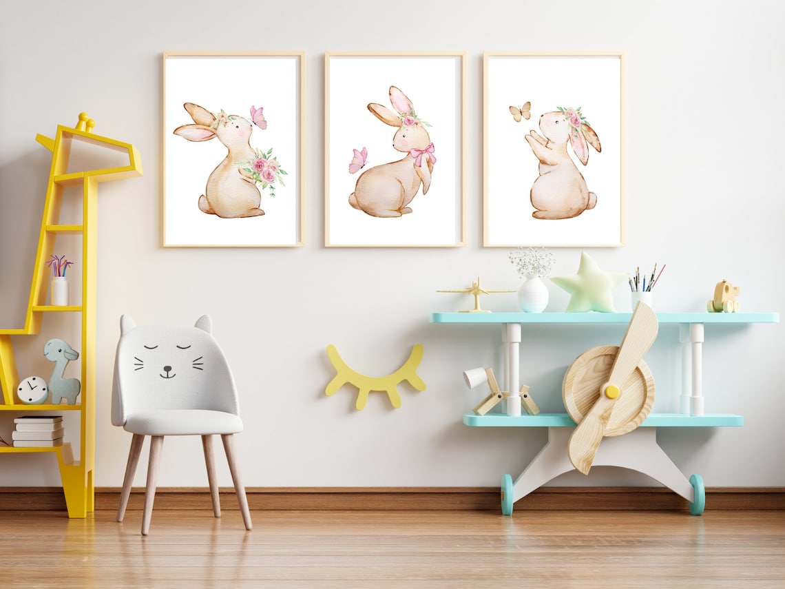 Bunny Nursery Wall Art Watercolor Bunny Bunny Print Bunny - Etsy