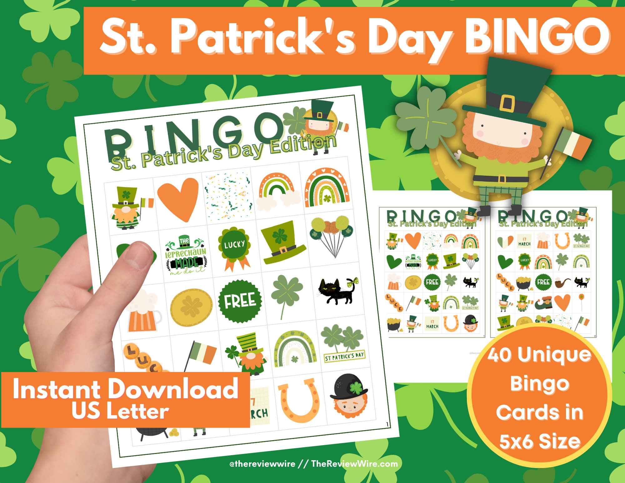 St. Patrick's Day Bingo Game St. Patrick's Day Printable Game Party ...