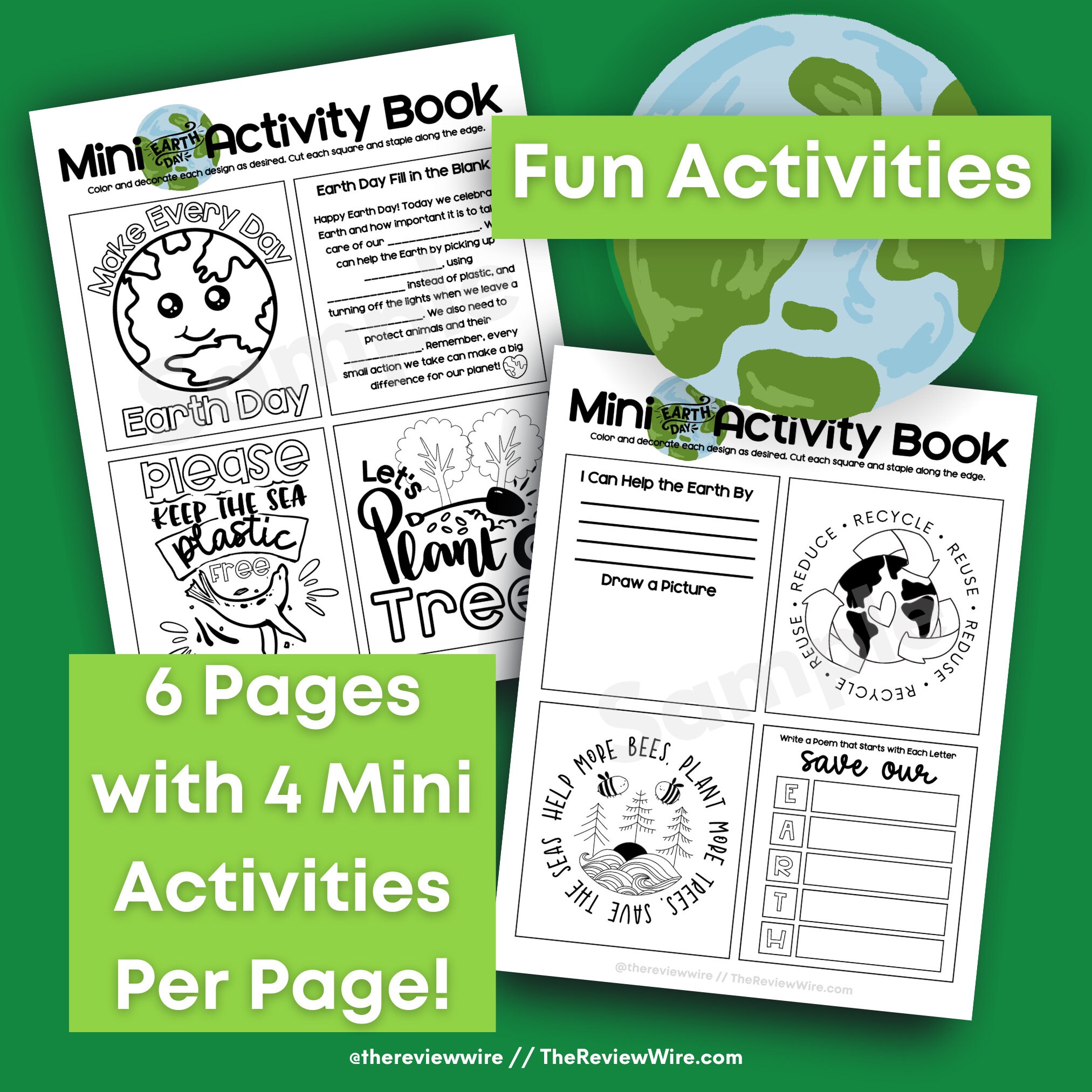 24 Page Earth Day Mini Activity Page Booklet, Instant Download Earth ...
