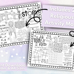 Printable Activity Mat Set: Set of 6, Easter Activity Mat, Religious ...