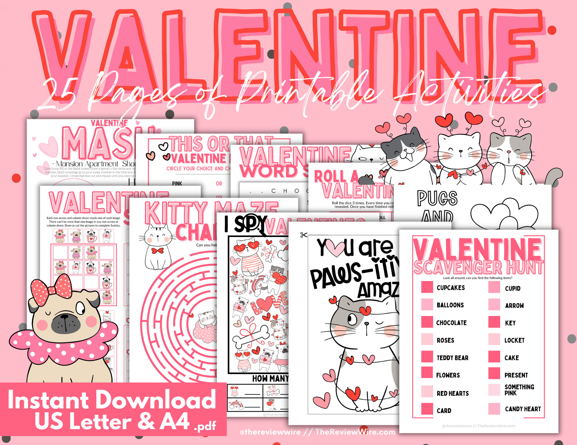 Printable Valentine Activity Pages | 25 Valenines Printable Games | 25 ...
