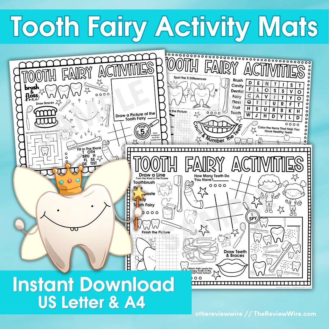 Tooth Fairy Activity Mats, Tooth Fairy Games, Learning Fun Activity ...