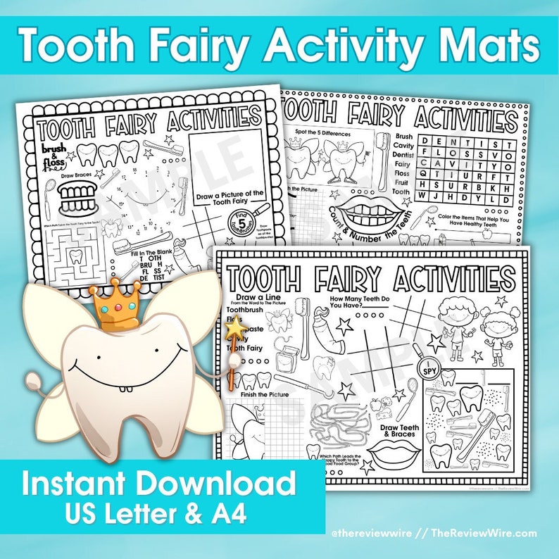Tooth Fairy Activity Mats, Tooth Fairy Games, Learning Fun Activity ...