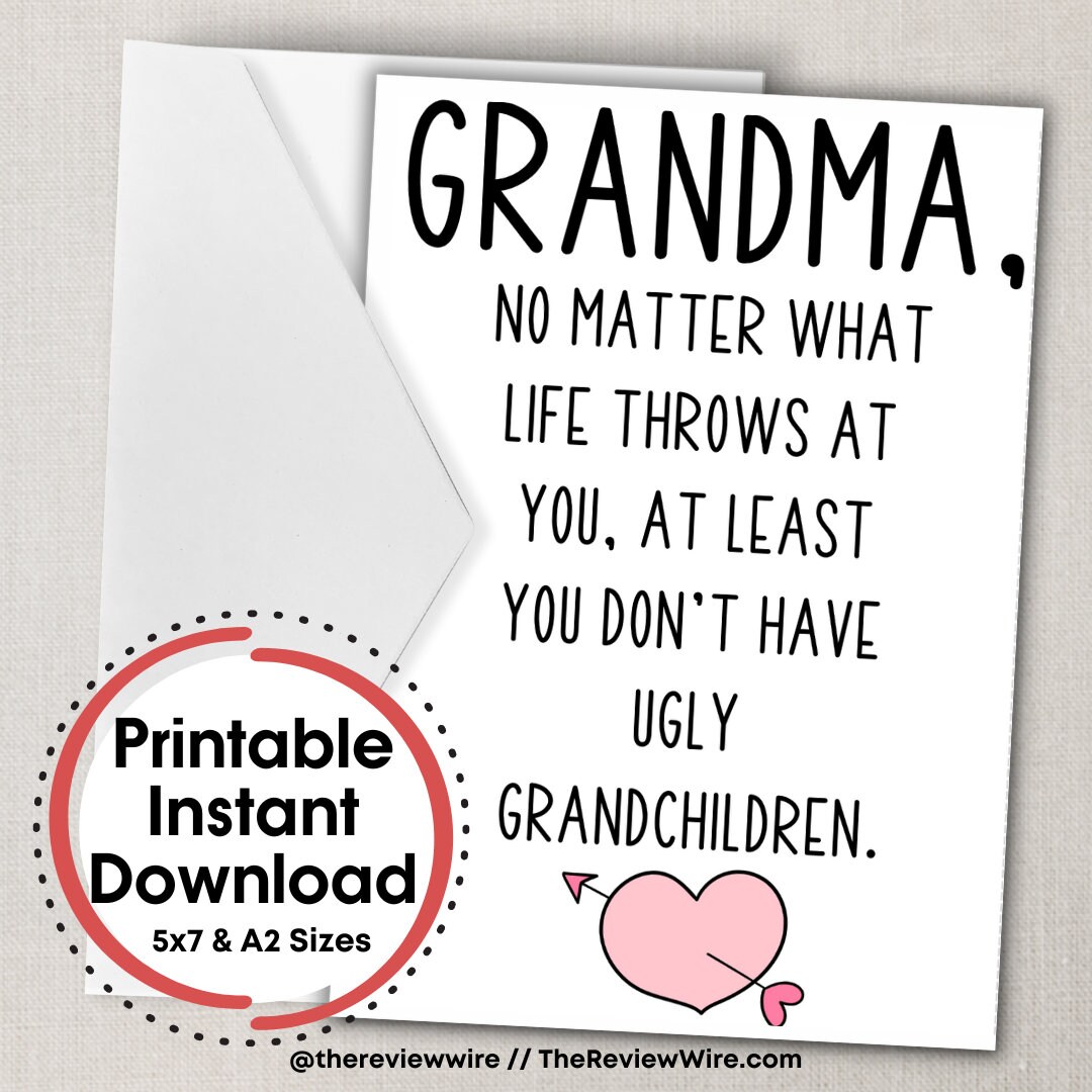 Grandma Printable Card | Downloadable Card, Funny Card, Digital Card ...
