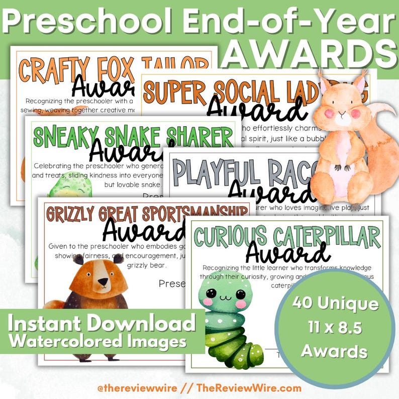 End of Year Preschool Awards Printable, End of Year Certificate ...