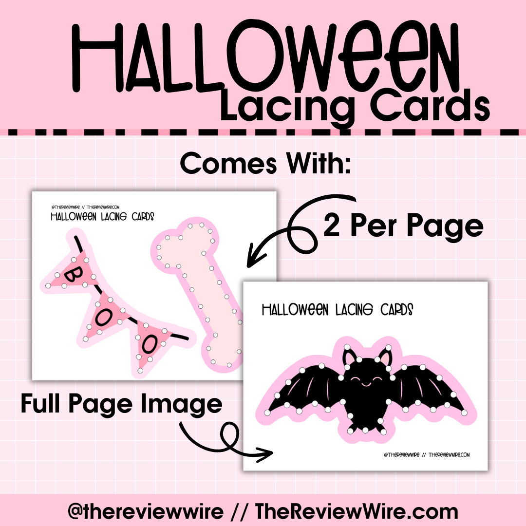 Pink Themed Halloween Preschool Lacing Cards, Fine Motor Skills for ...