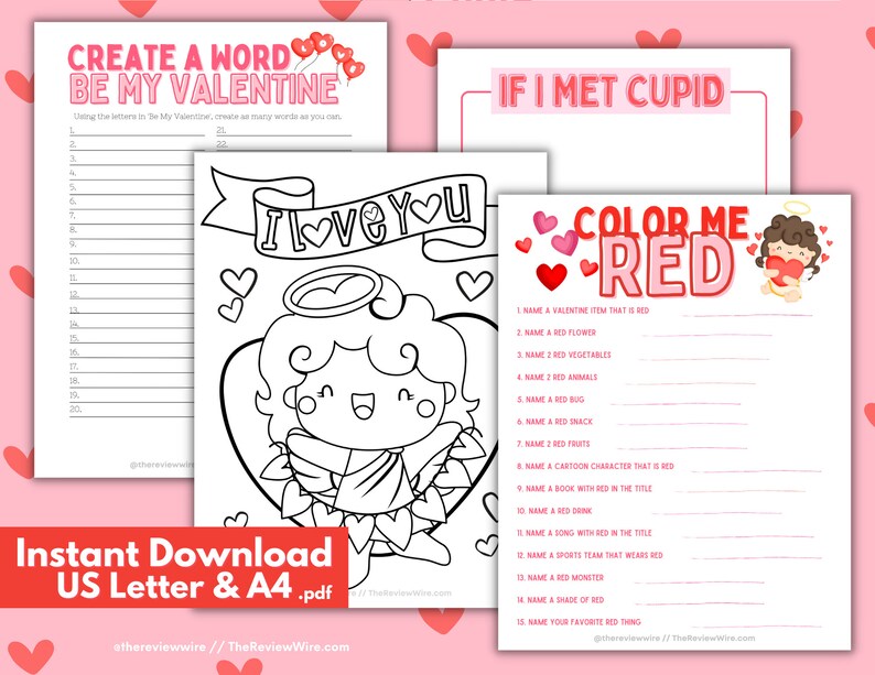 Cupid Printable Valentine Activity Pages | Cupid Printable 27 Page ...