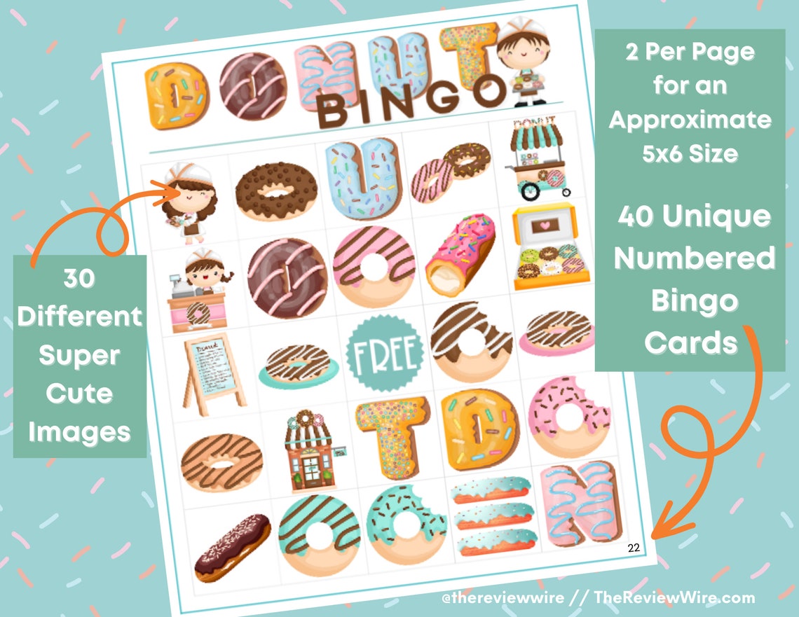 Donut Bingo Game Printable - Instant Download - Printable Game - Donut ...