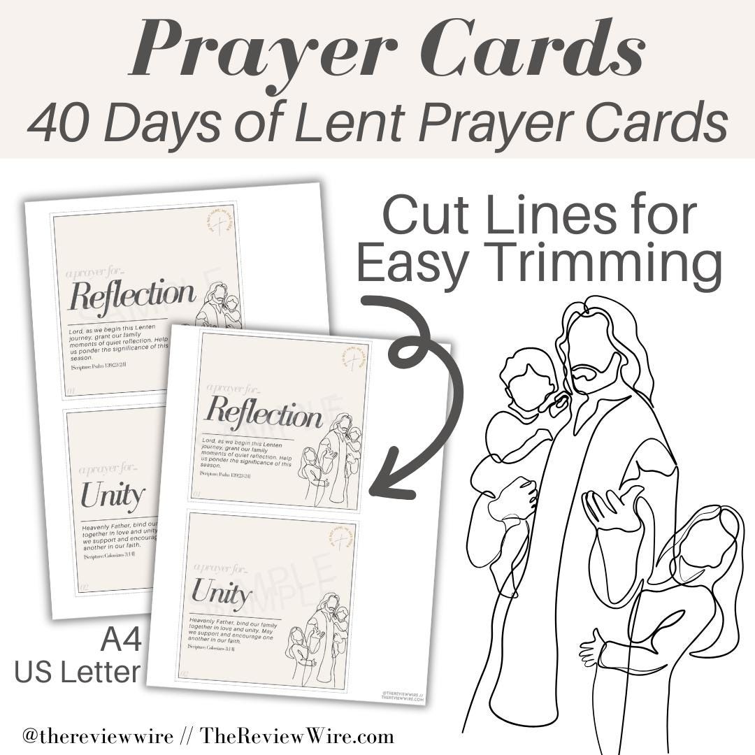 40 Days of Lent Prayer Cards, Printable Lenten Devotion Set, Daily ...