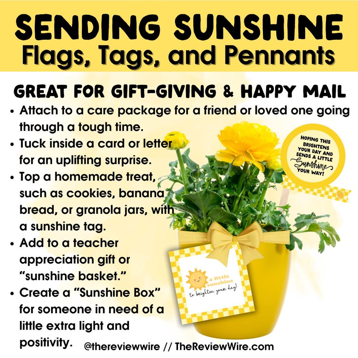 Sending Sunshine Gift Tags, Printable Gift Tags, Teacher Appreciation ...