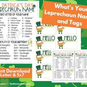 What's Your Leprechaun Name Printable | Leprechaun Name Tags Digital ...