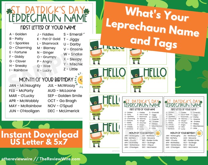 What's Your Leprechaun Name Printable St. Patrick's Day Party Game ...