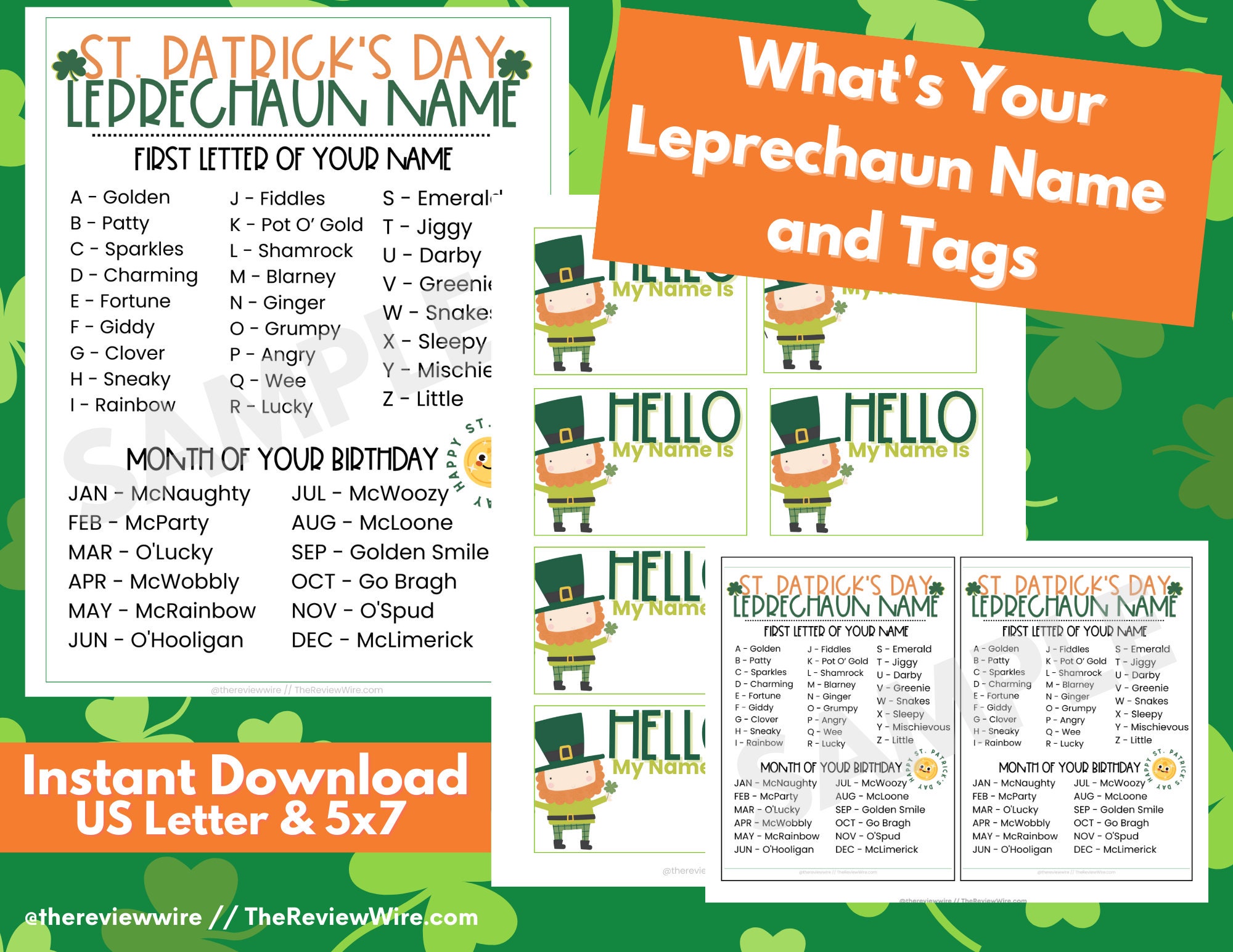 What's Your Leprechaun Name Printable | Leprechaun Name Tags Digital ...