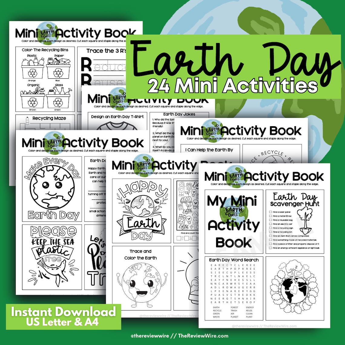 24 Page Earth Day Mini Activity Page Booklet, Instant Download Earth ...