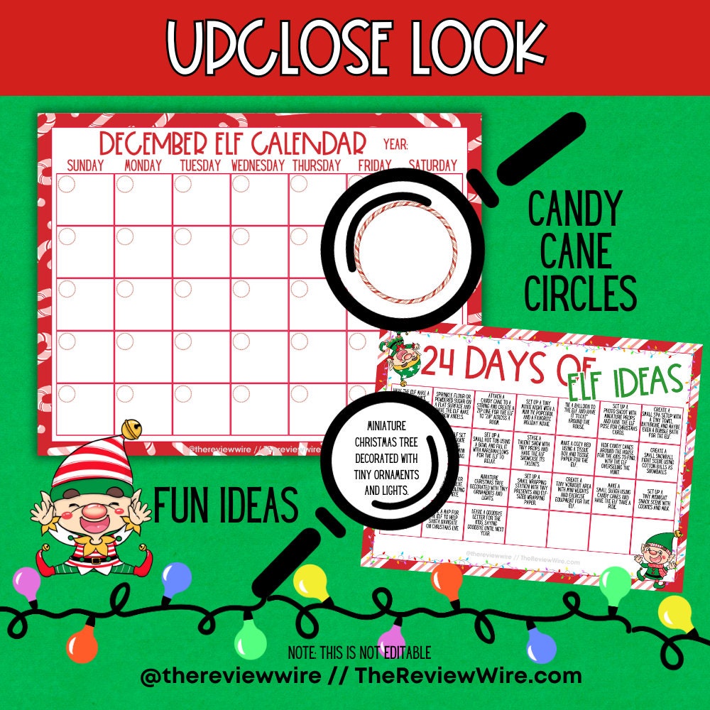 Elf Planning Calendar, Printable Elf Calendar, Elf Ideas, Elf ...