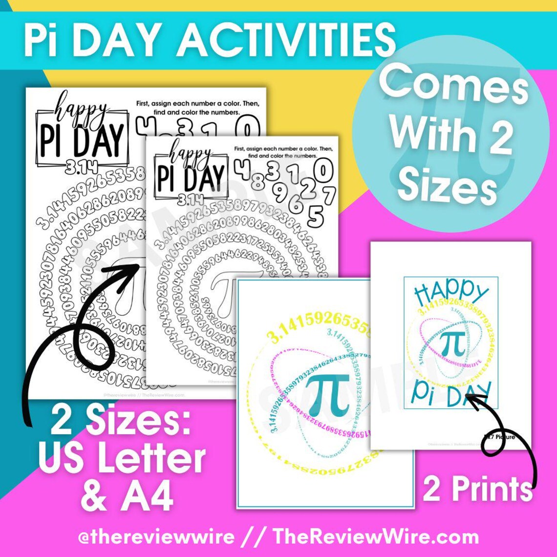 Pi Day Math Activities Bundle, March 14 Classroom Printables, Middle ...