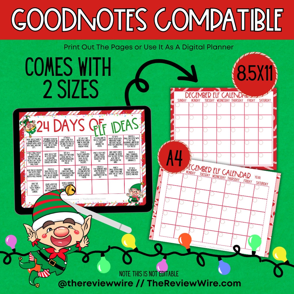 Elf Planning Calendar, Printable Elf Calendar, Elf Ideas, Elf ...